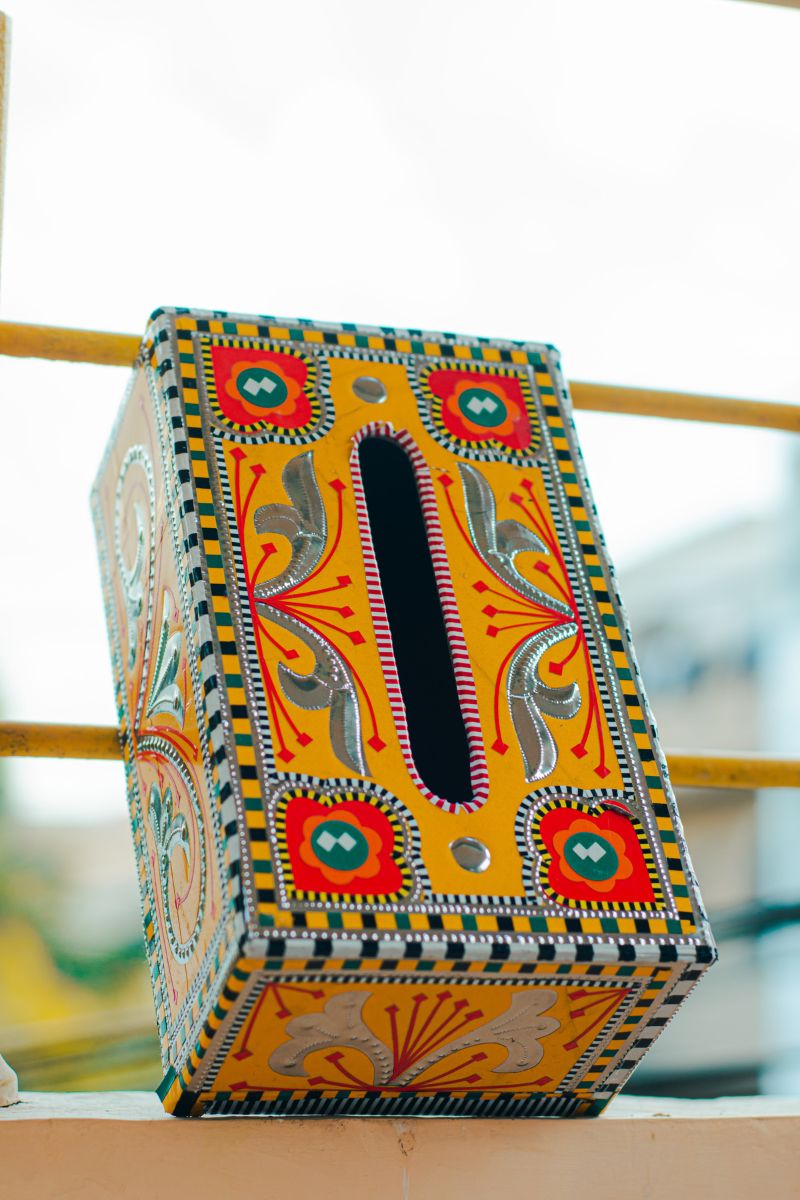 Chamak Pati Yellow Tissue Box – BestArtandCrafts